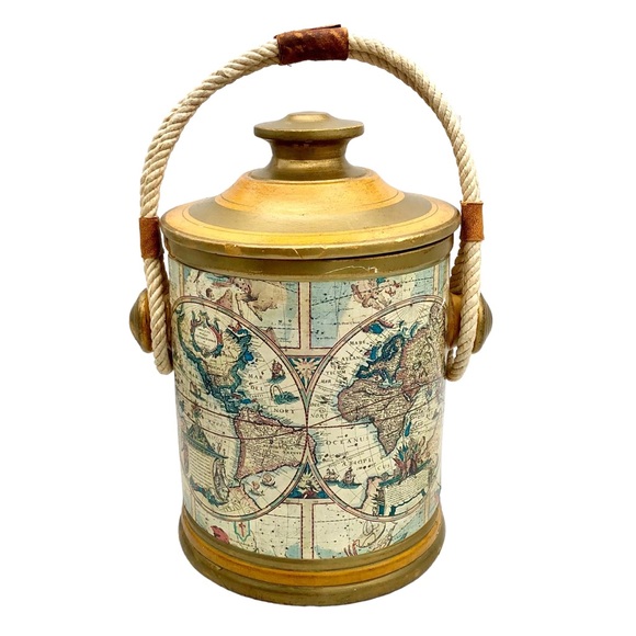 Vintage | Accents | Kintsugi Canister Jar Italian Old World Map Gold ...